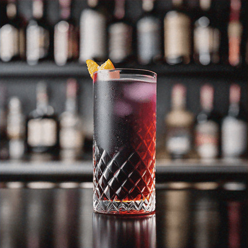 Nocturne’s Veil, Gothic-inspired cocktail with dark and refreshing flavors.