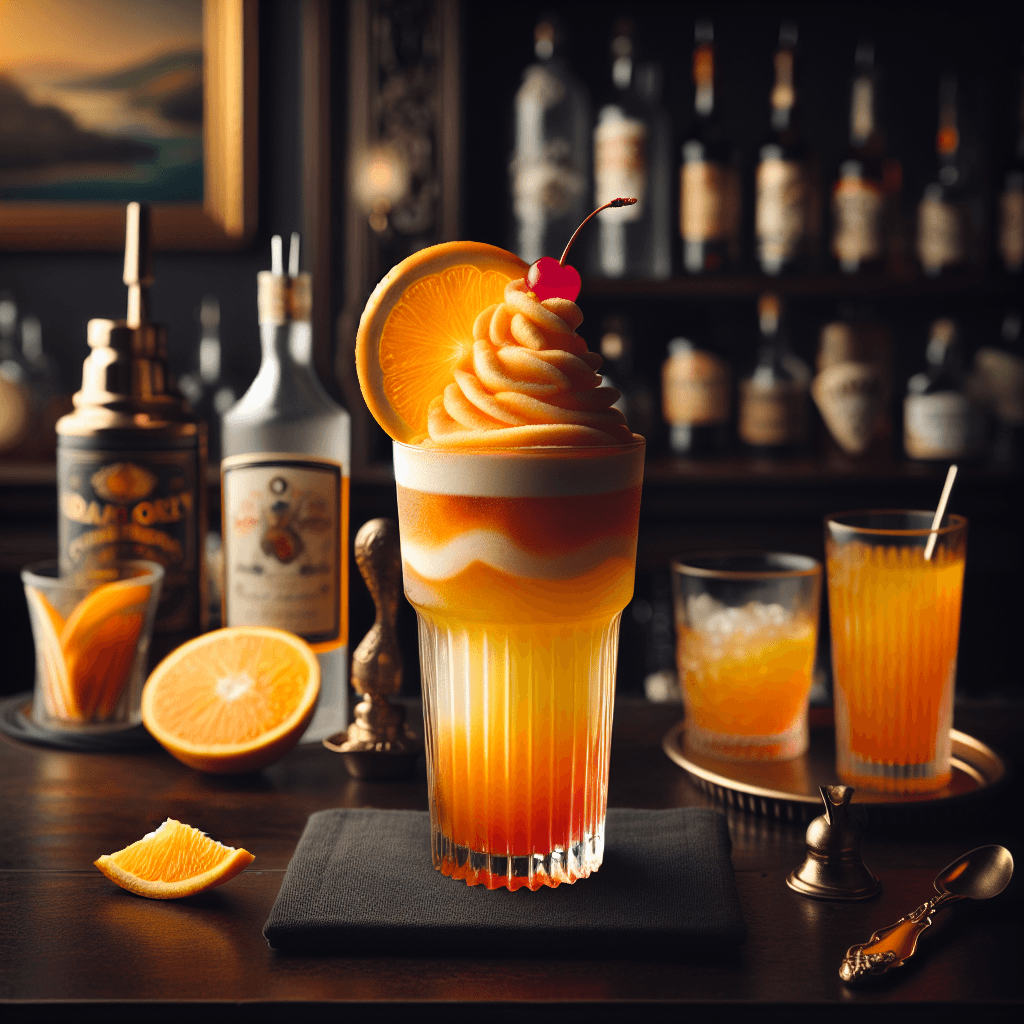 Orange Sherbet Fizz, Whimsical cocktail with cake vodka and orange soda