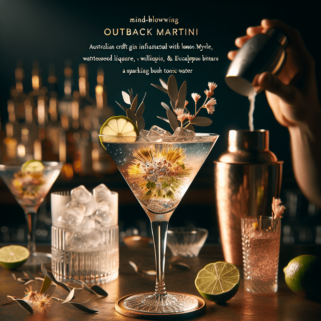 Outback Martini, Australian craft gin cocktail with native botanicals