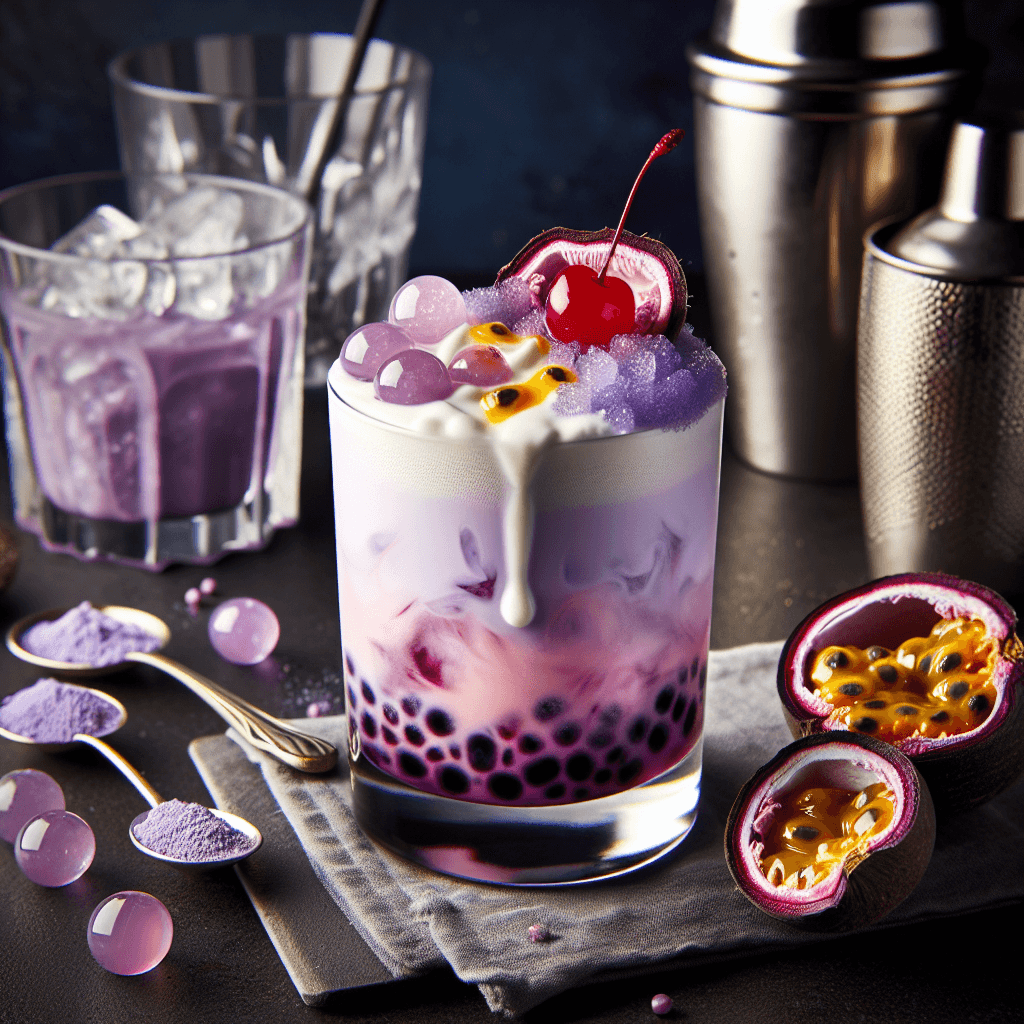 Purple Eclipse, Dessert-like cocktail with Taro, coconut, and passion ...