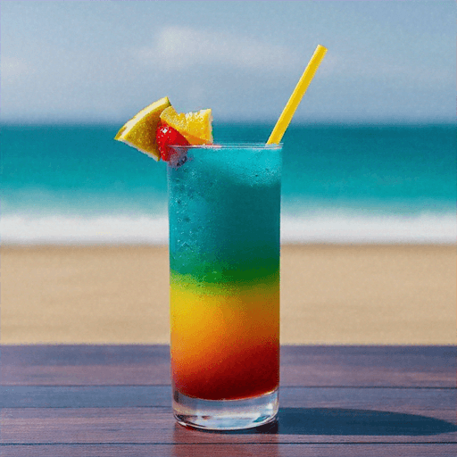Rainbow Fruit Splash, Colorful, healthy, non-alcoholic cocktail for kids