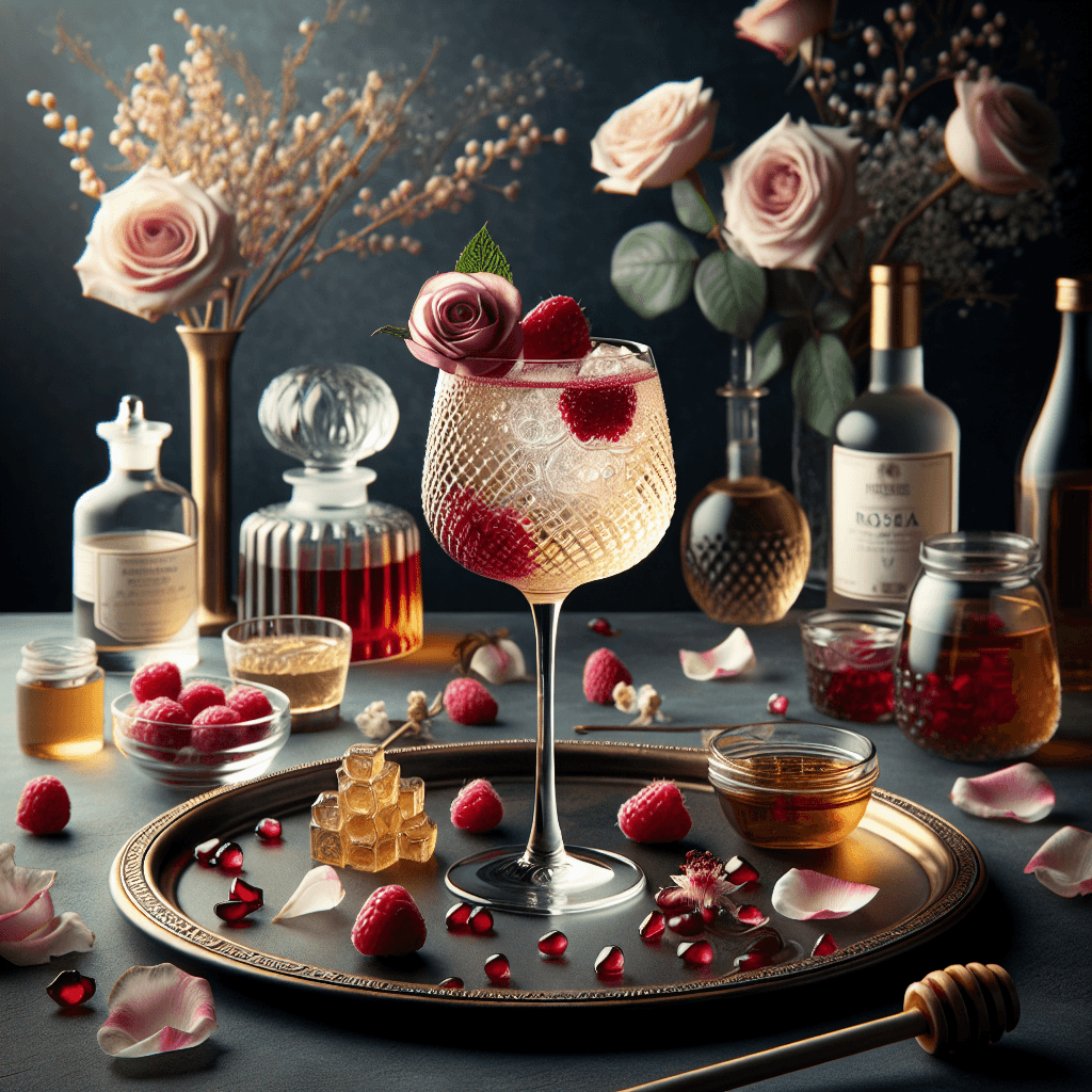 Rose Honey Blush, Fragrant cocktail with honey, pomegranate, raspberry ...