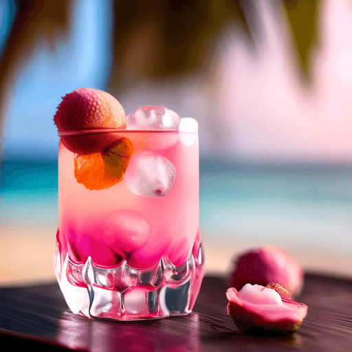 Rose Lychee Whisper, Delicate floral cocktail with lychee, rose, and vodka flavors