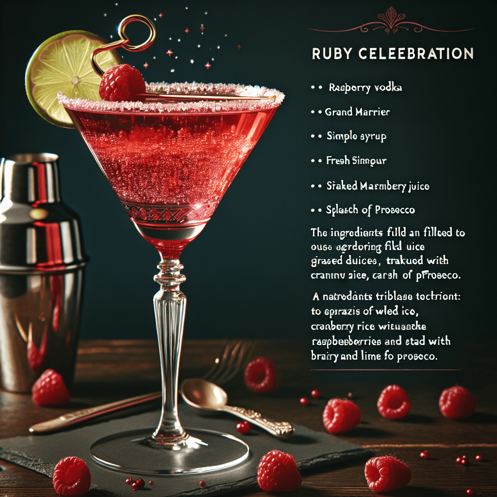 Ruby Celebration, Vibrant, fruity cocktail for 40th birthday celebration