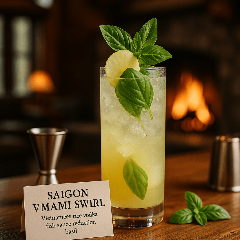 Saigon Umami Swirl, Vietnamese Umami cocktail with rice vodka and fresh ...