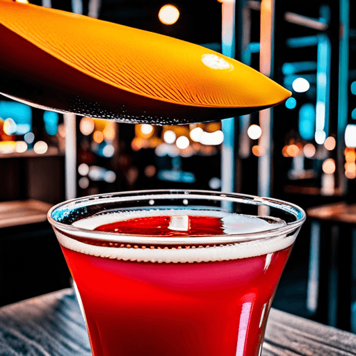 Scarlet Whisper, Vibrant, deep red drink with pomegranate juice and vodka