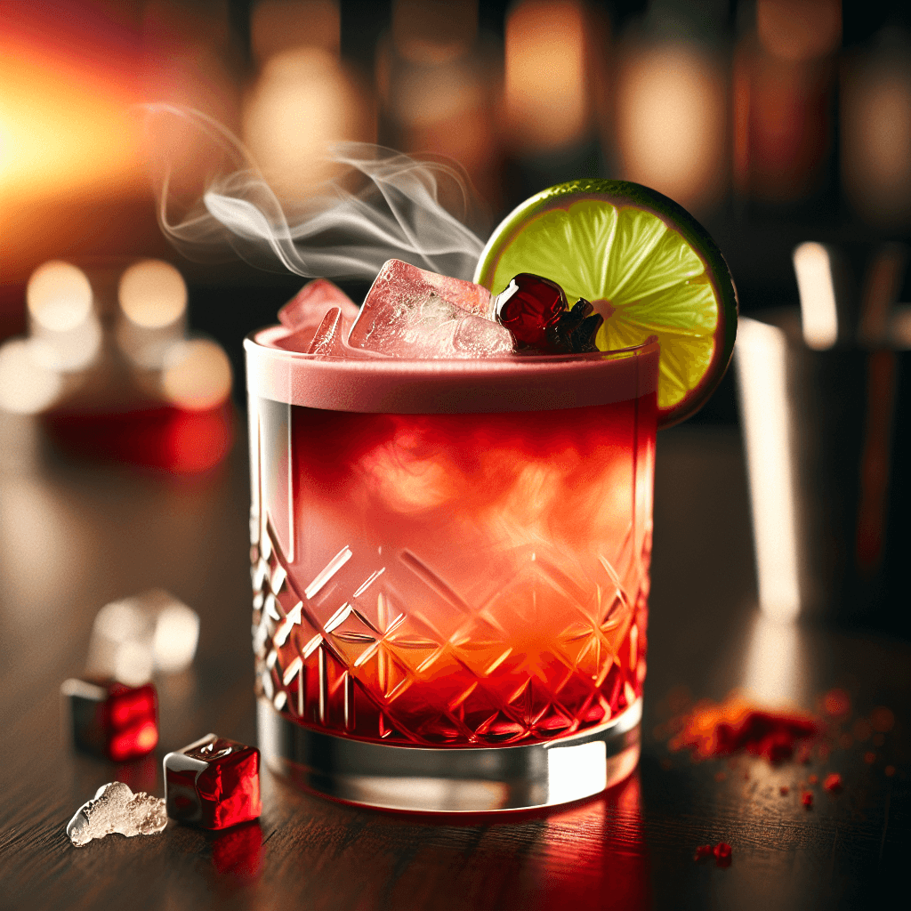 Smokey Crimson Sunset, Innovative cocktail with Mezcal, ginger syrup ...