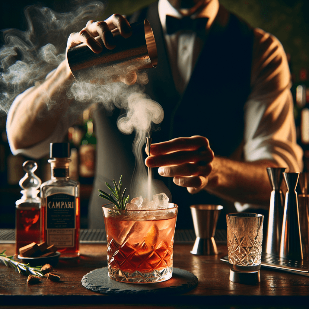 Smoky Temptation, Bold gin and Campari with a hint of smoke