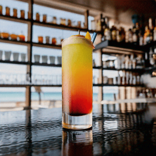 Solar Eclipse Elixir, Elegant cocktail with citrus pearls, harmonious ...