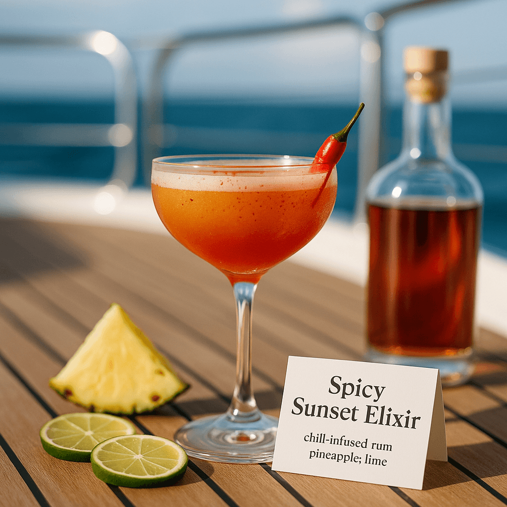 Spicy Sunset Elixir, Tropical and fiery Spicy Sunset Elixir cocktail