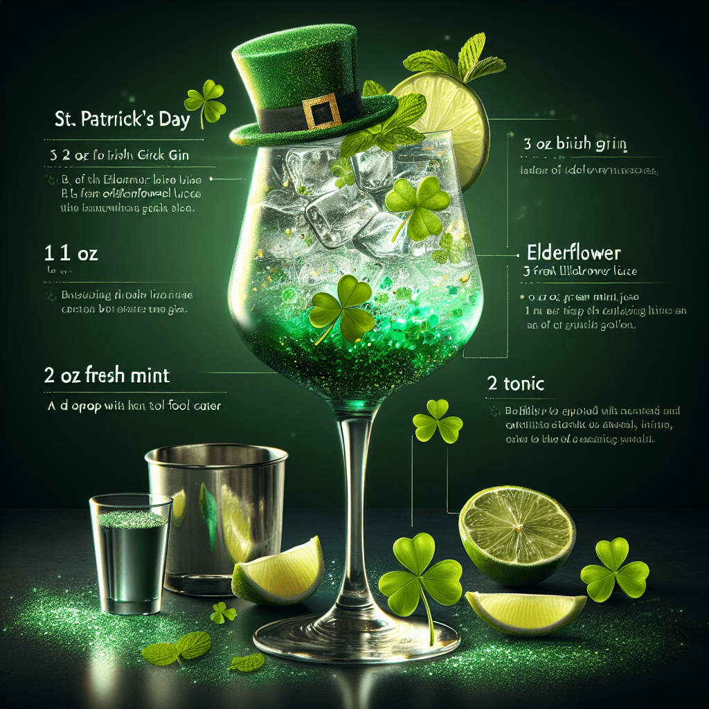 St. Patrick's Shamrock Bliss, Vibrant St. Patrick's Day cocktail with ...