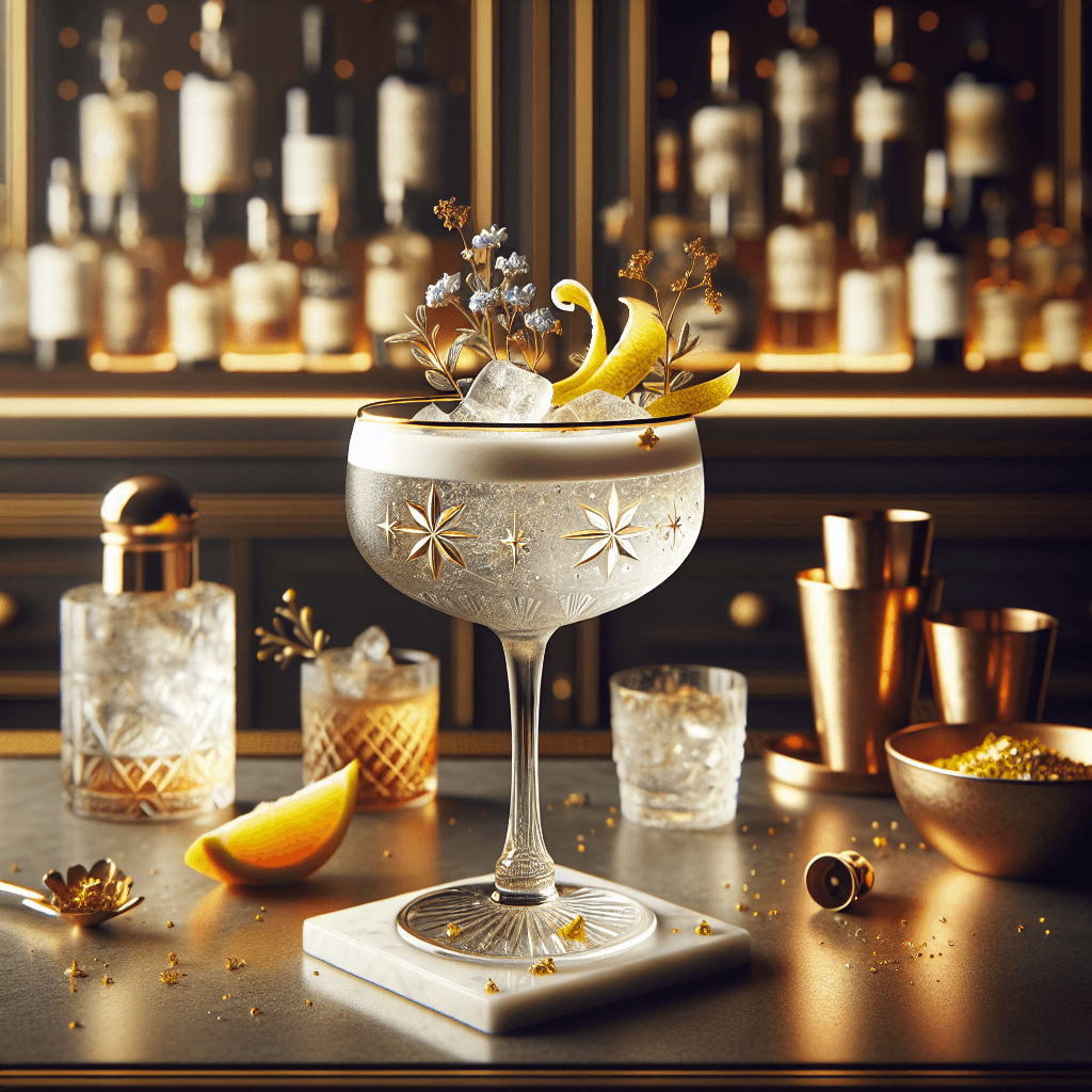 Starlit Elegance, Luxurious gin and vermouth cocktail with modern flair