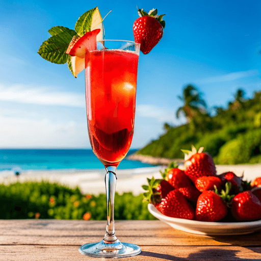 Strawberry Rhubarb Samba, Vibrant cocktail with cachaça, strawberries ...