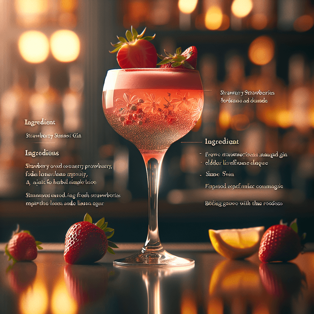 Strawberry Sunset Serenade, Refreshing cocktail with ripe strawberries ...