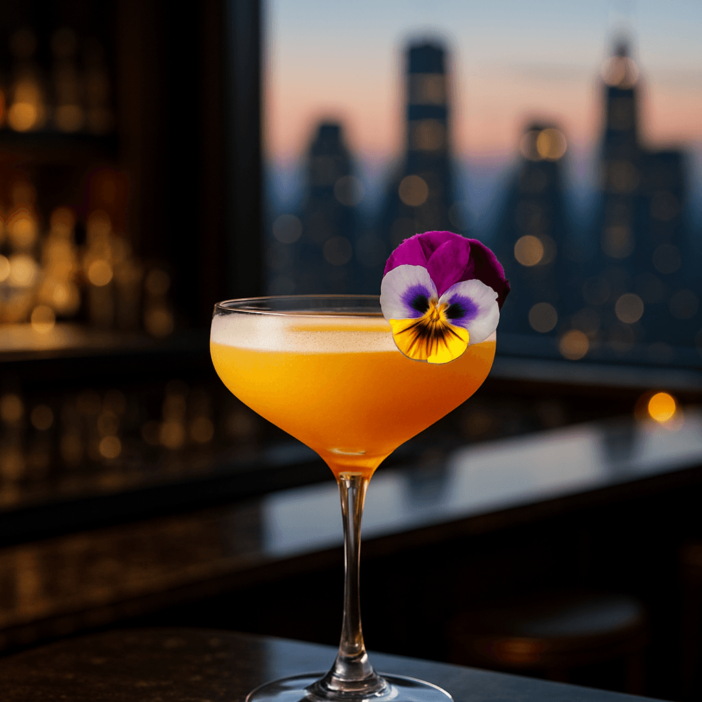 Sunset Bloom, Vibrant floral cocktail capturing sunset essence
