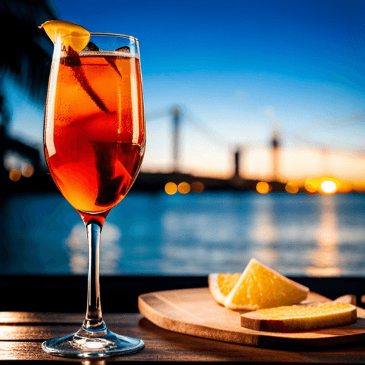 Sunset Ember Fizz, Captivating cocktail with smoky, spicy, fruity layers