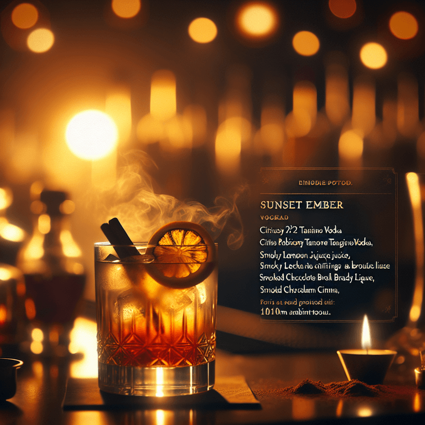 Sunset Ember, Citrus and smoky cocktail with Tangerine Vodka and ...
