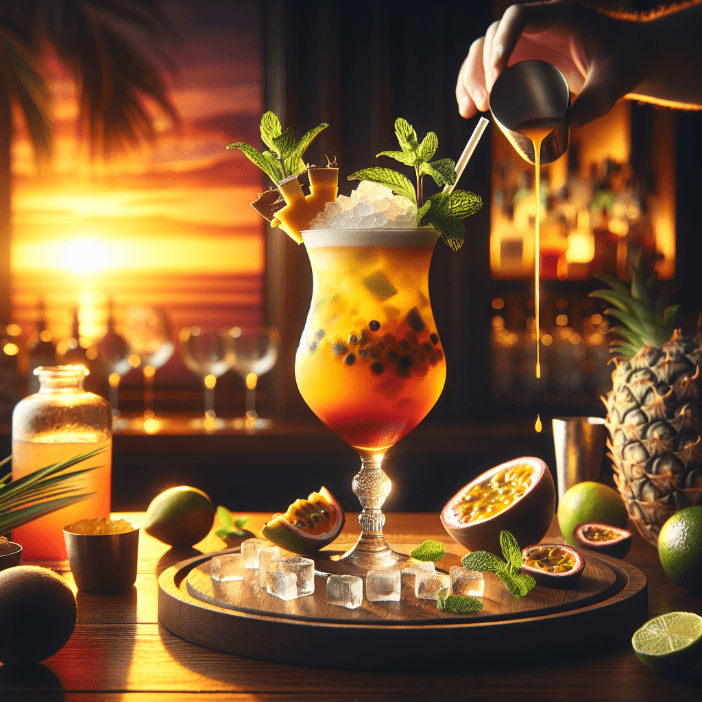 Sunset Oasis Mocktail, Tropical mocktail with vibrant fruit and ...
