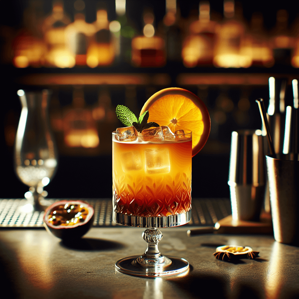 Sunset Samba, Bright and tantalizing cocktail with vibrant layers of flavor