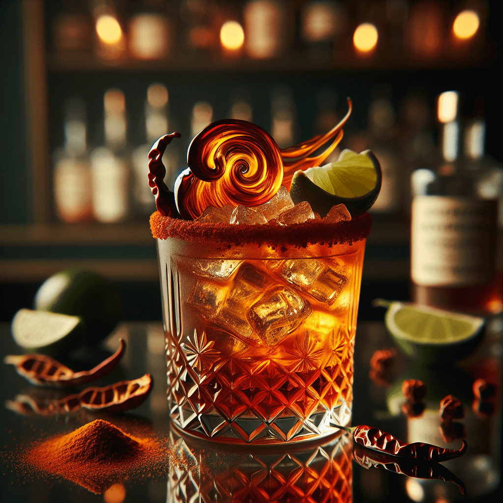 Tamarind Fire Twirl, Exotic, spicy cocktail with sweet, sour, fiery flavors