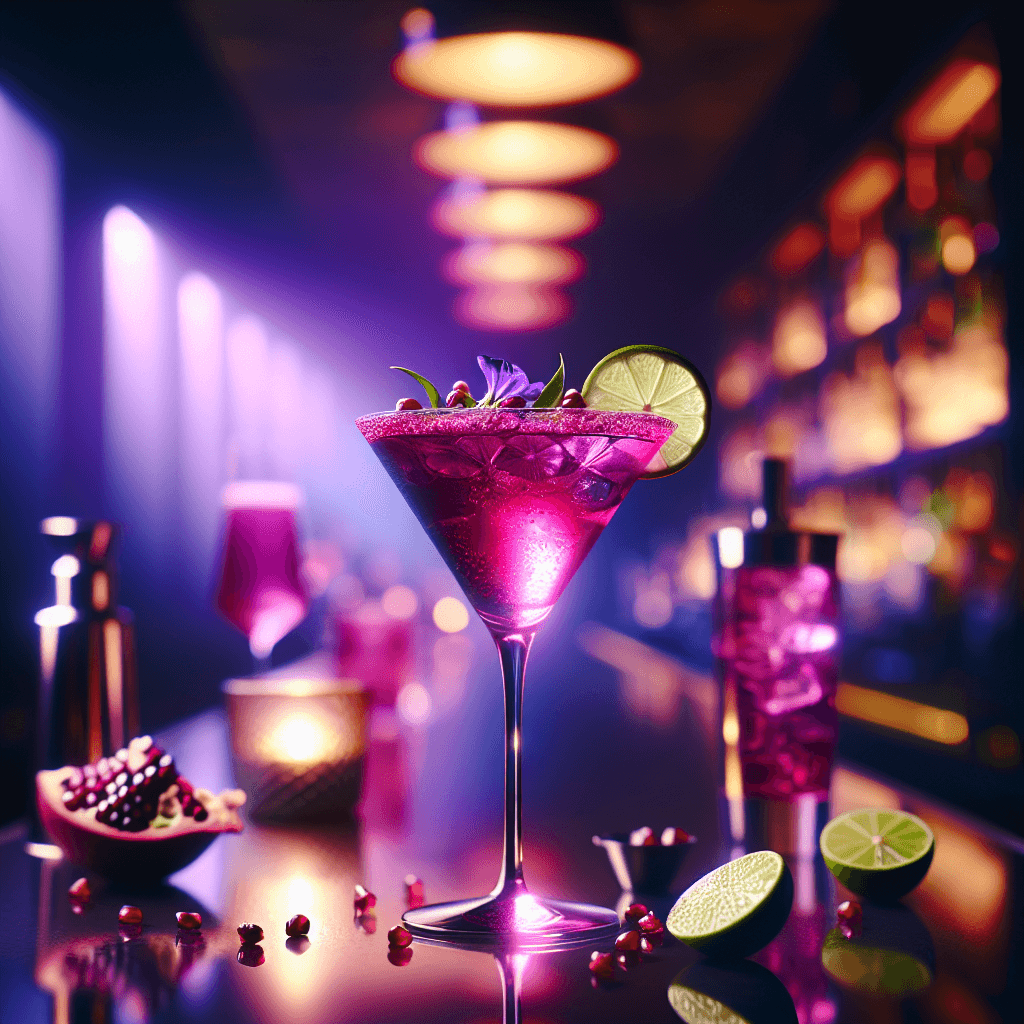 Tech-Tini Revolution, Vibrant magenta gin cocktail with pomegranate and ...
