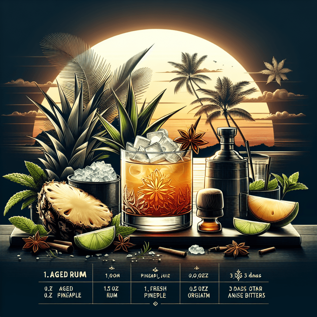 Tropical Anise Sunset, Exotic tiki cocktail with tropical sweetness and ...