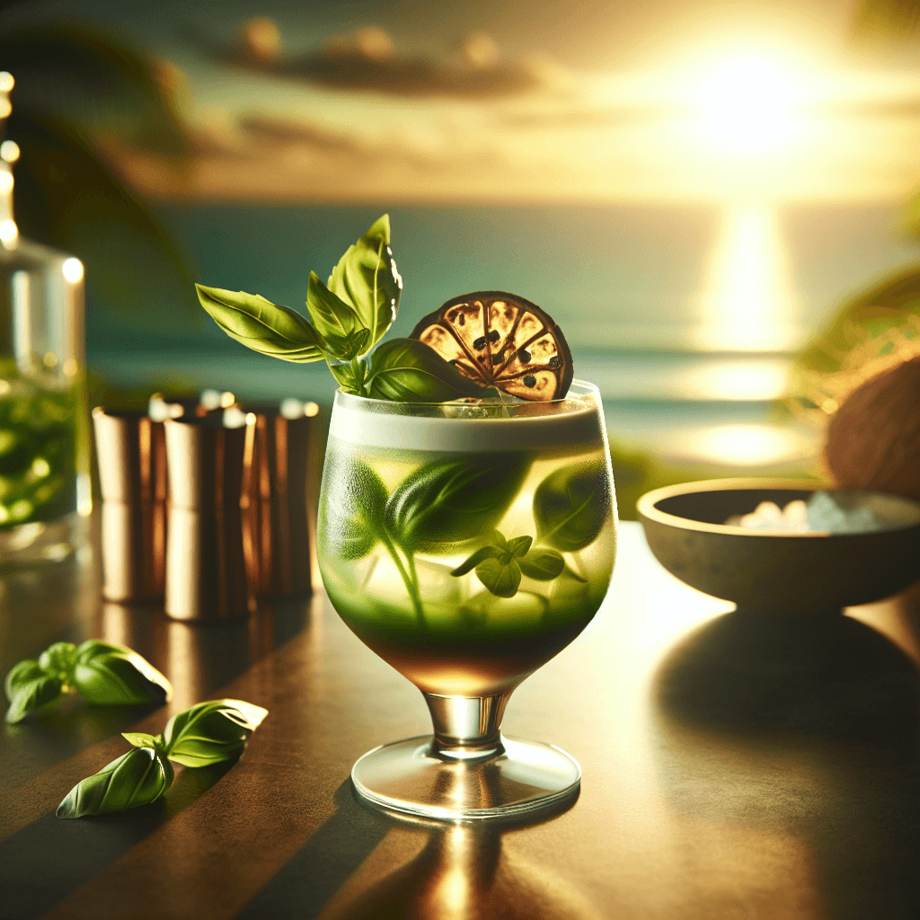 Tropical Basil Bliss, Refreshing tropical cocktail with gin, Thai basil ...