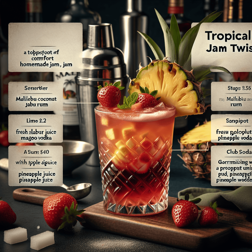 Tropical Jam Twist, Vibrant fruity cocktail with strawberry jam ...