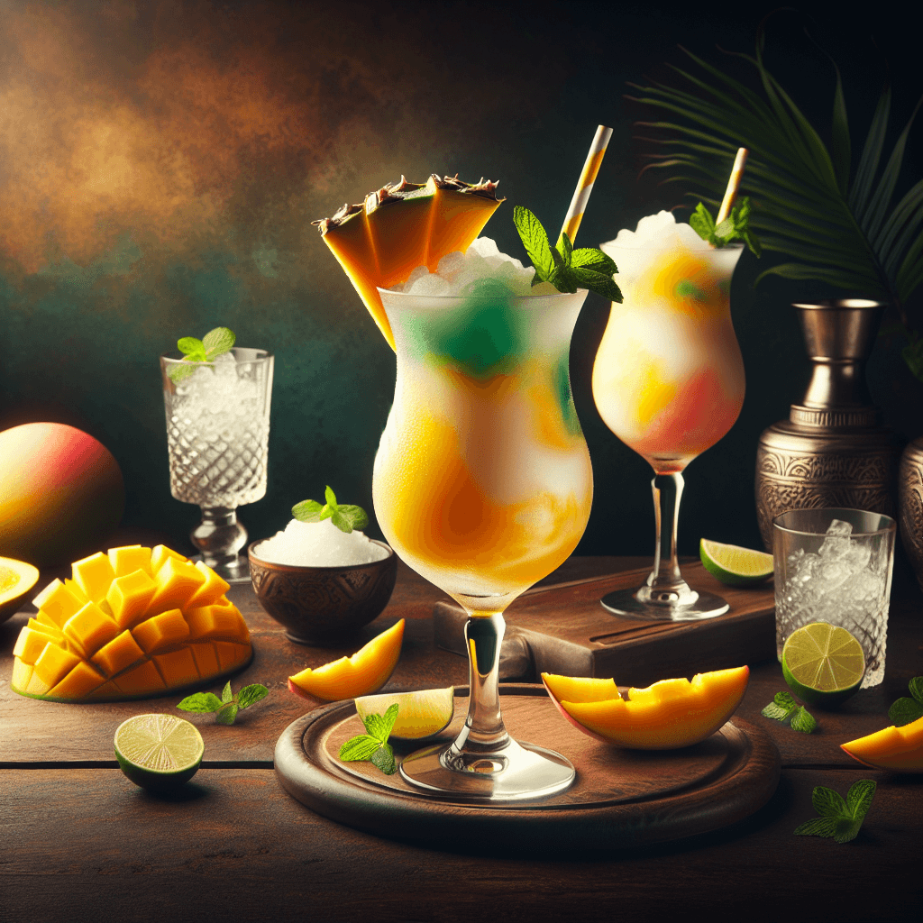 Tropical Mango Rum Bliss, Tropical mango rum cocktail with pineapple or ...