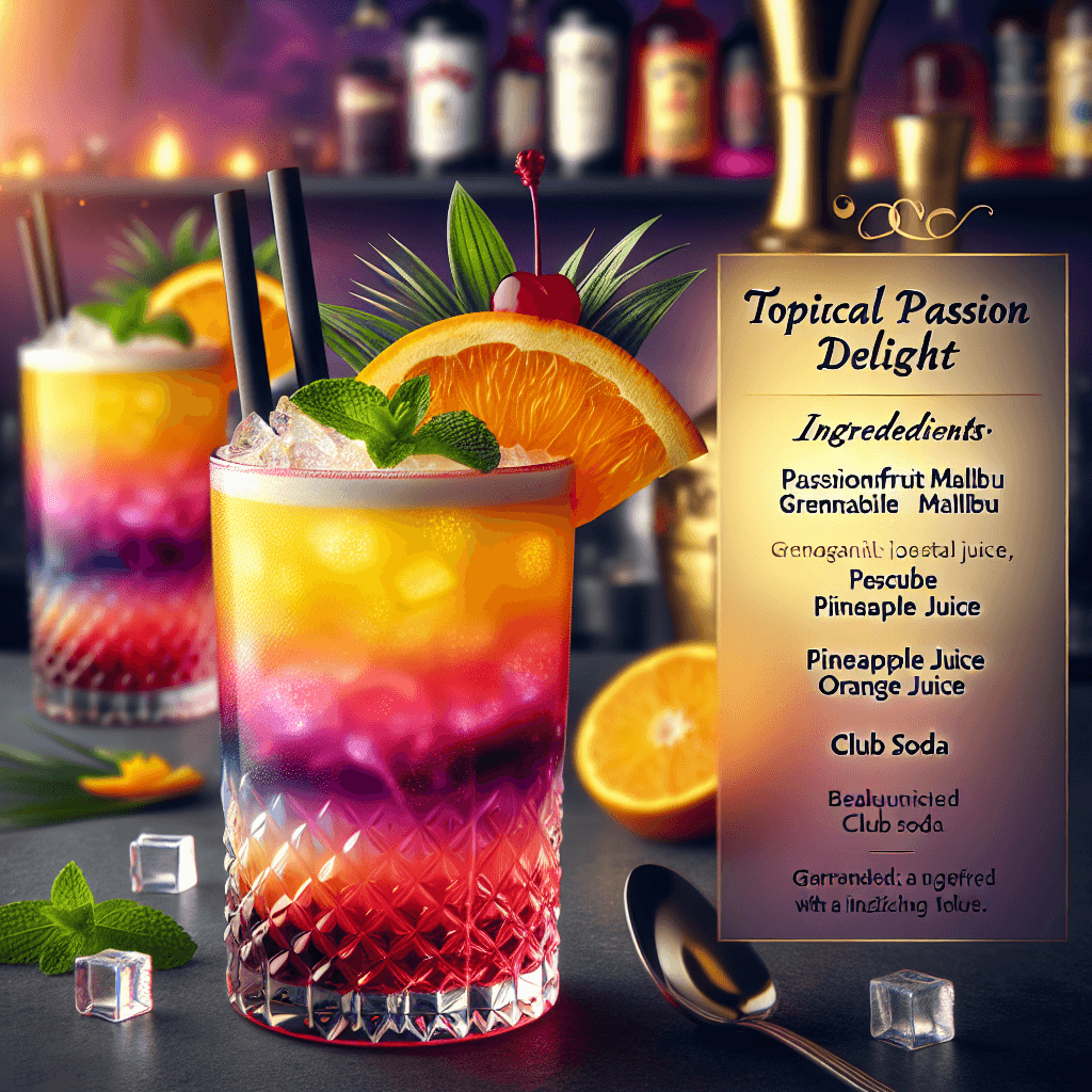 Tropical Passion Delight, Exotic cocktail with PassionFruit Malibu and ...