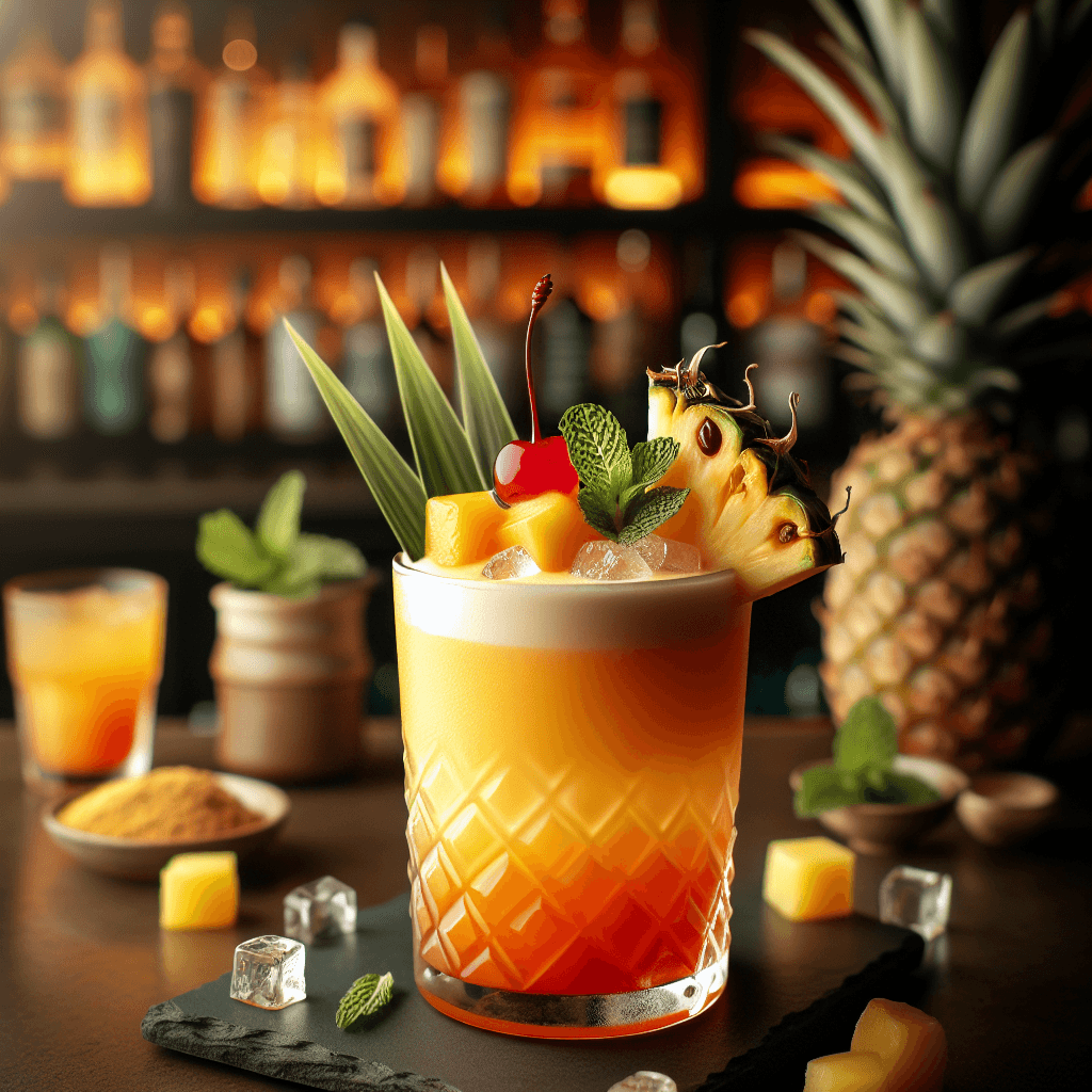 Tropical Sunset Bliss, A non-alcoholic mocktail with tropical flavors