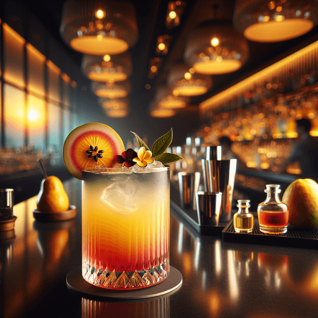 Tropical Sunset Dream, Vibrant tropical cocktail with exotic flavors
