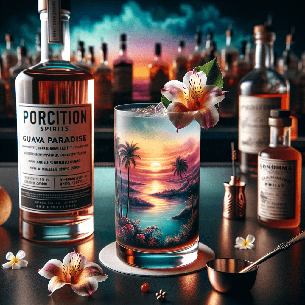 Tropical Sunset Serenade, Exotic tropical cocktail with fruity and ...