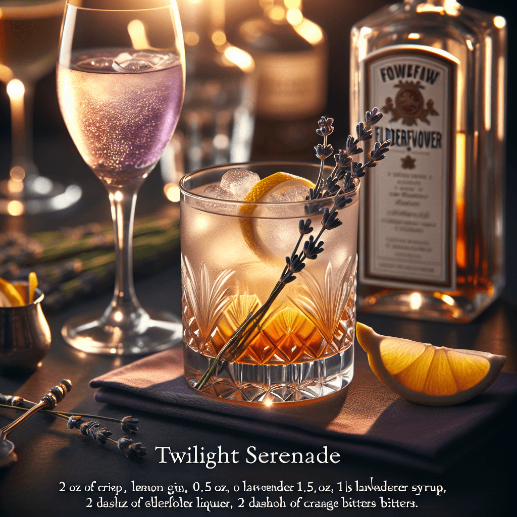 Twilight Serenade, Dreamy, aromatic cocktail with gin, lavender, lemon ...