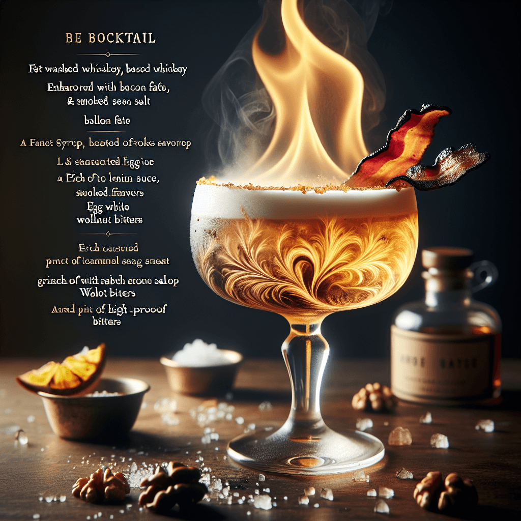 Velvet Blaze, Exquisite smoky cocktail with bacon fat-washed whiskey