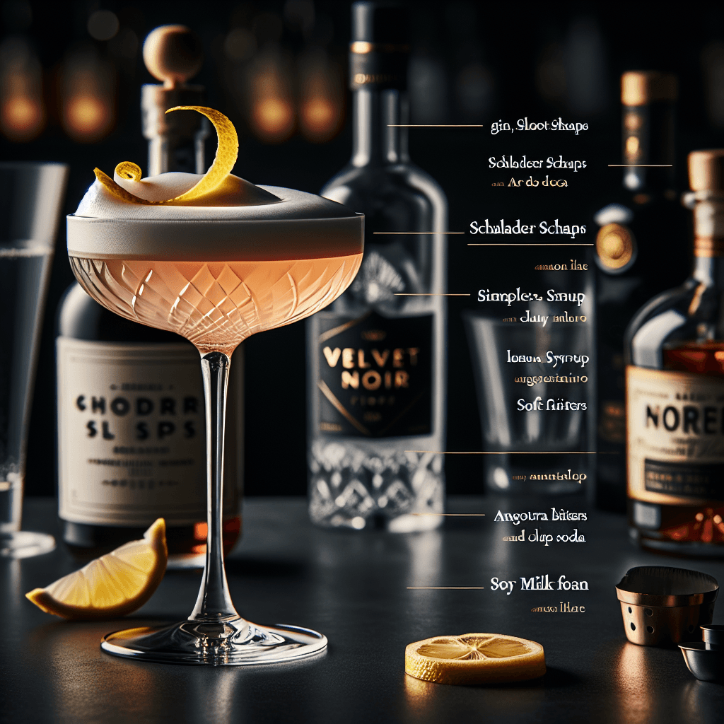 Velvet Noir Fizz, Sophisticated cocktail with gin, schnaps, amaro ...