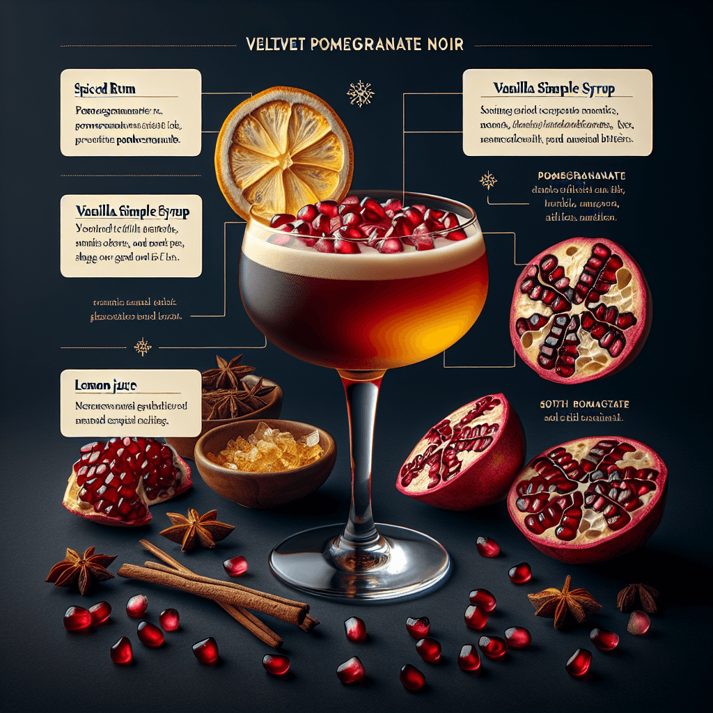 Velvet Pomegranate Noir, Captivating cocktail with pomegranate, vanilla ...