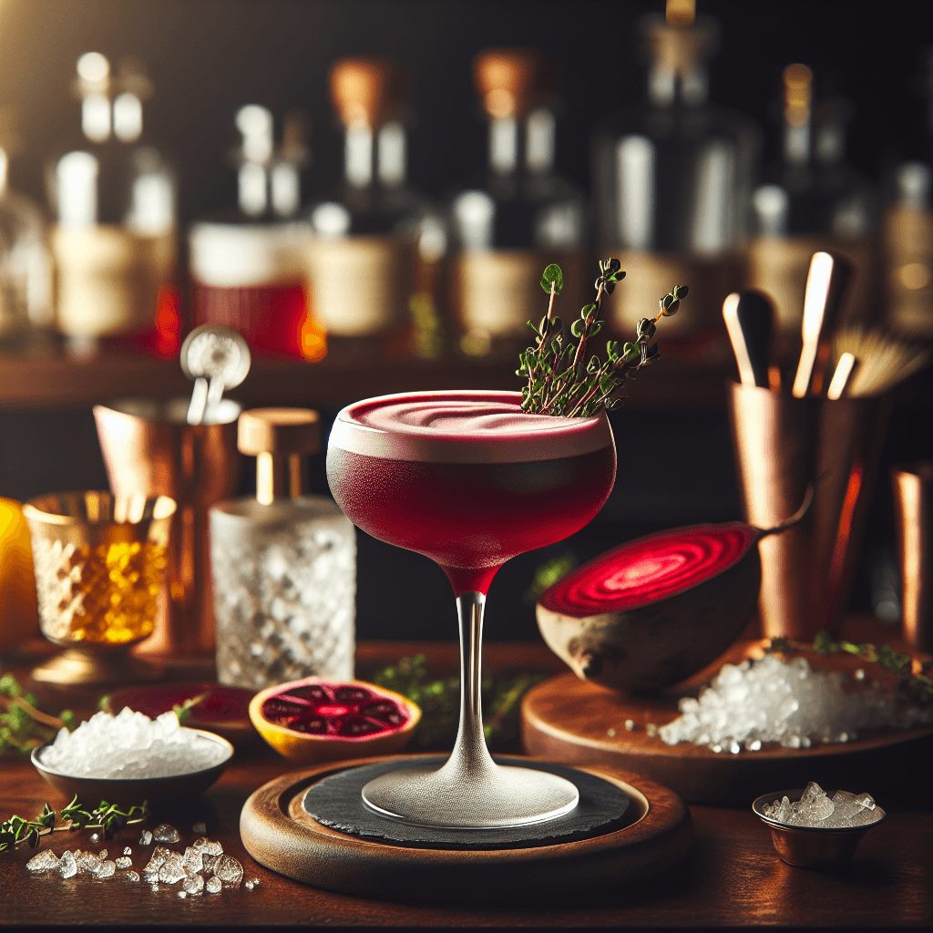 Velvet Rouge Symphony, Earthy beetroot cocktail with botanical gin and ...