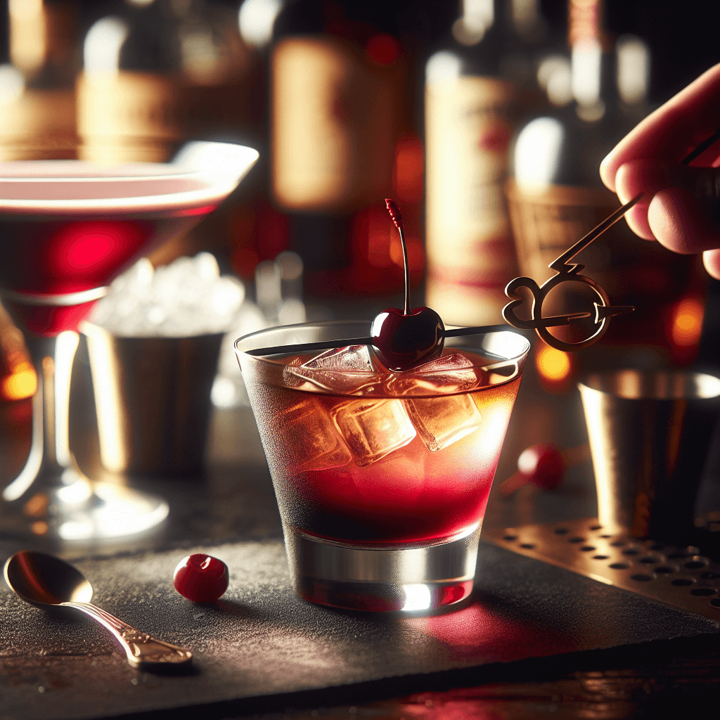 Velvet Sunset, Sophisticated cocktail with aged rum and cherry liqueur