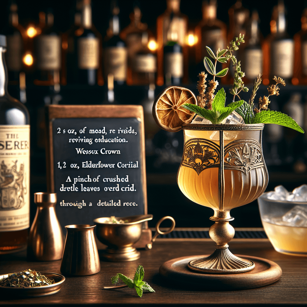 Wessex Crown, Anglo-Saxon inspired cocktail with mead, honey, and herbs