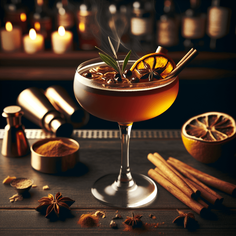 Whispering Woods Elixir, Autumnal rum cocktail with maple, chestnut ...