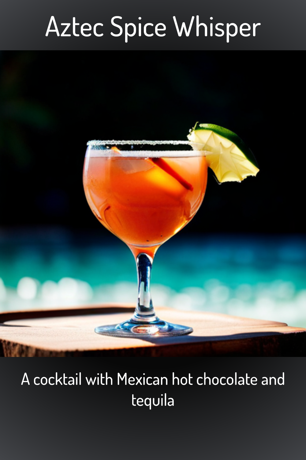 Aztec Spice Whisper, A cocktail with Mexican hot chocolate and tequila