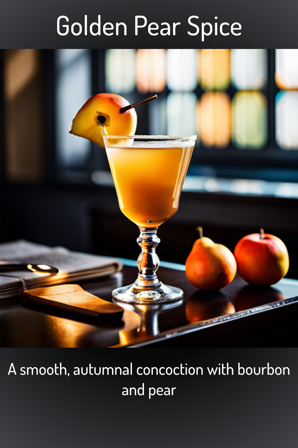 Golden Pear Spice, A smooth, autumnal concoction with bourbon and pear