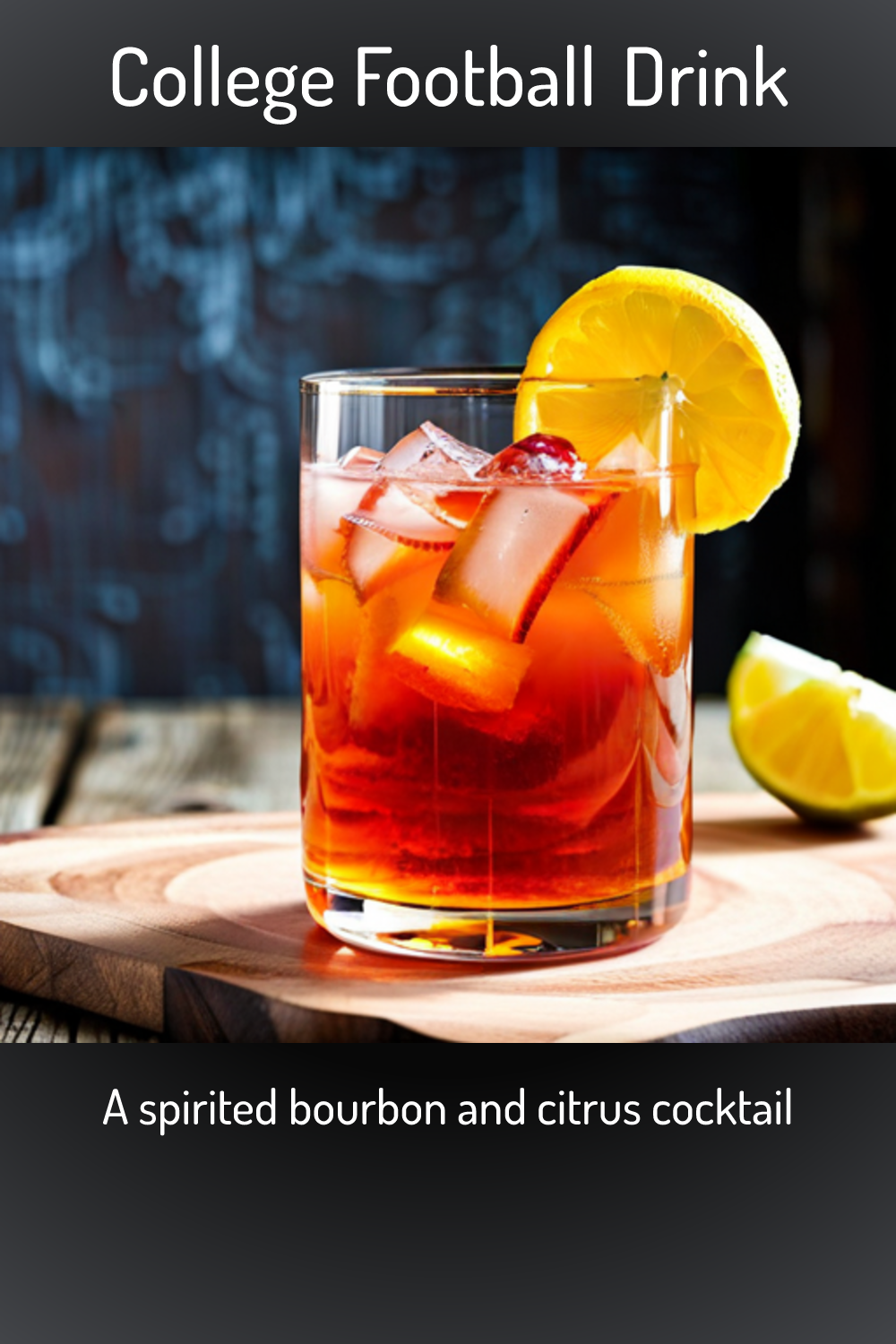 College Football Drink, A spirited bourbon and citrus cocktail