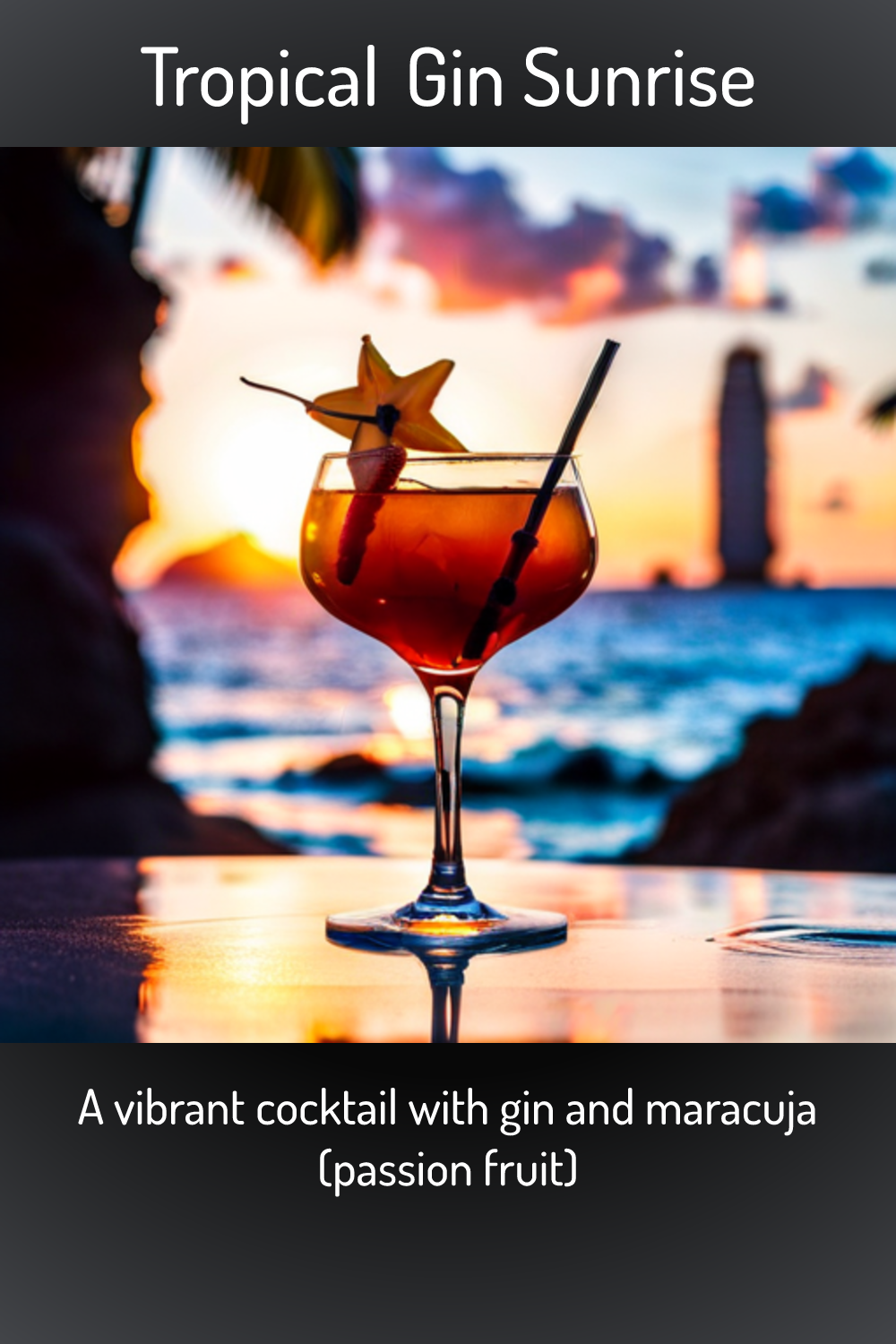 Tropical Gin Sunrise, A vibrant cocktail with gin and maracuja (passion ...