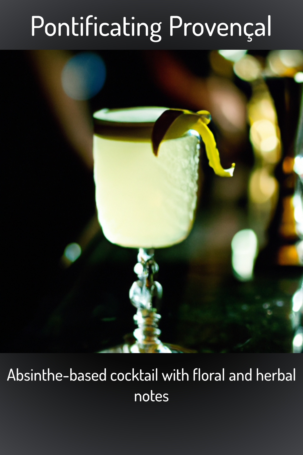 Pontificating Provençal, Absinthe-based cocktail with floral and herbal ...