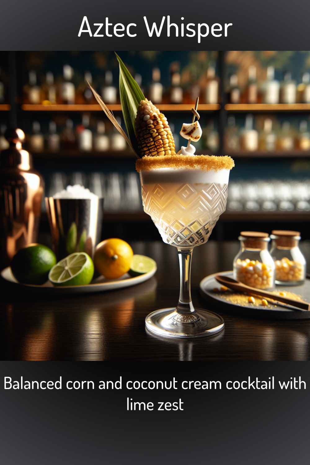Aztec Whisper Balanced Corn And Coconut Cream Cocktail With Lime Zest