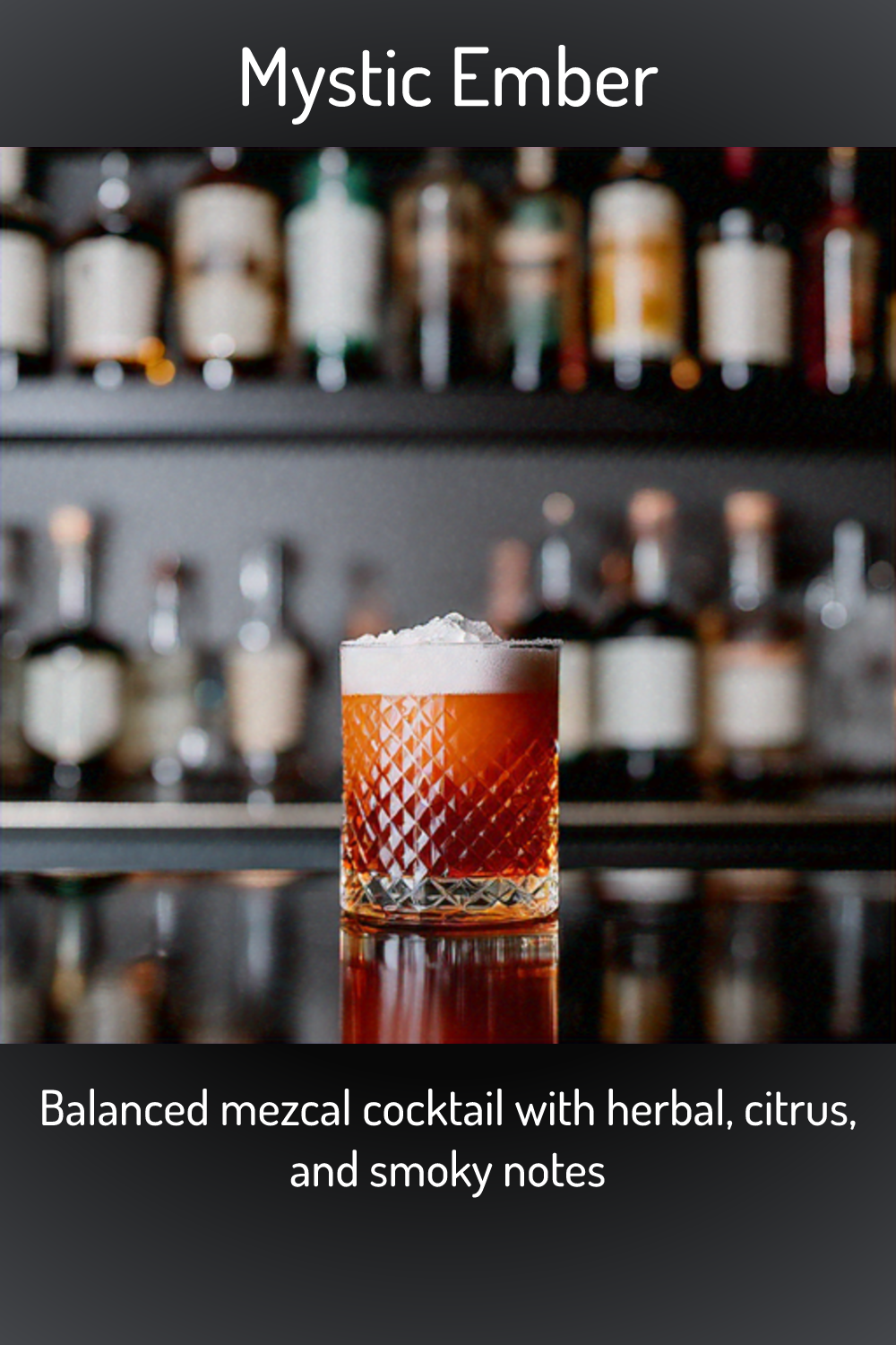 Mystic Ember, Balanced mezcal cocktail with herbal, citrus, and smoky notes