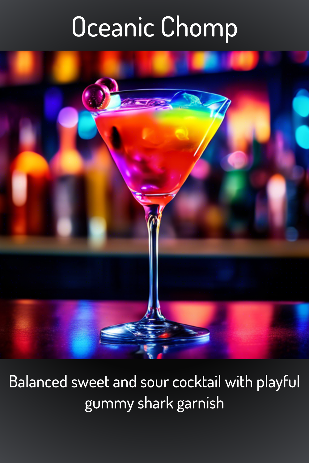 Oceanic Chomp, Balanced sweet and sour cocktail with playful gummy ...
