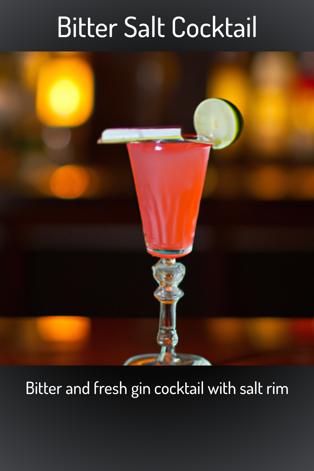 Bitter Salt Cocktail, Bitter and fresh gin cocktail with salt rim